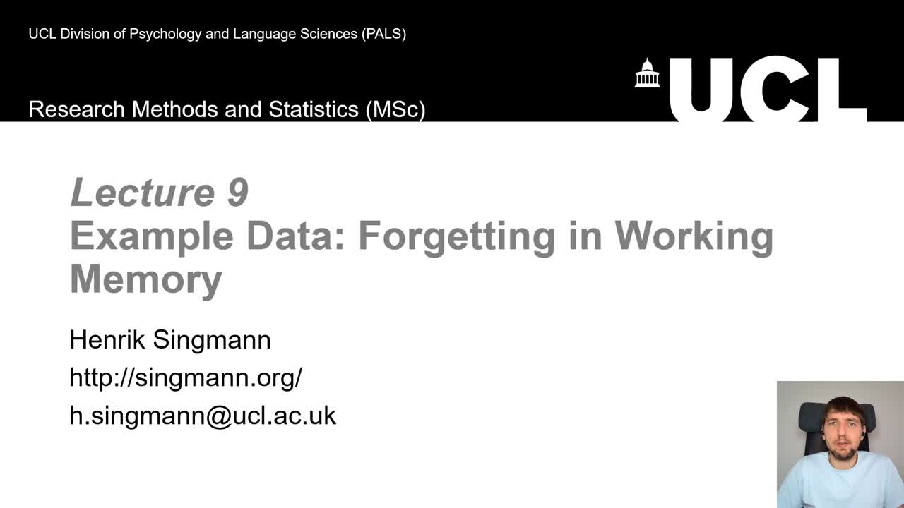 - MSc Statistics, Lecture 9: Example Data - Part 1