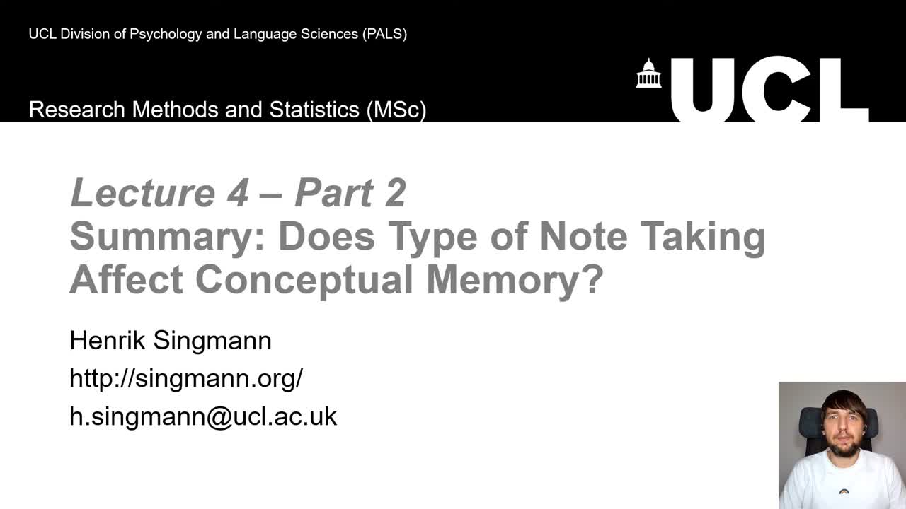 - MSc Statistics, Lecture 4: What did we Learn About Note Taking?