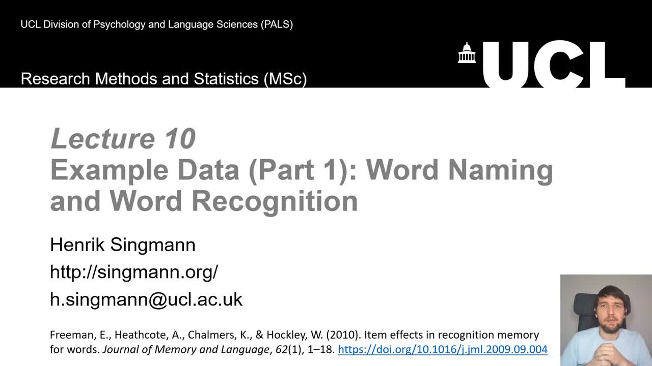 - MSc Statistics, Lecture 10: Example Data - Part 1