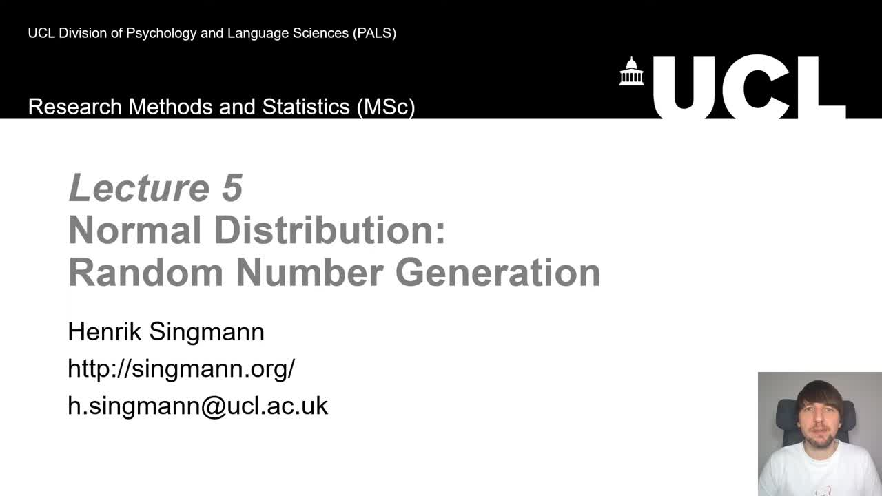 - MSc Statistics, Lecture 5: Normal Distribution 2
