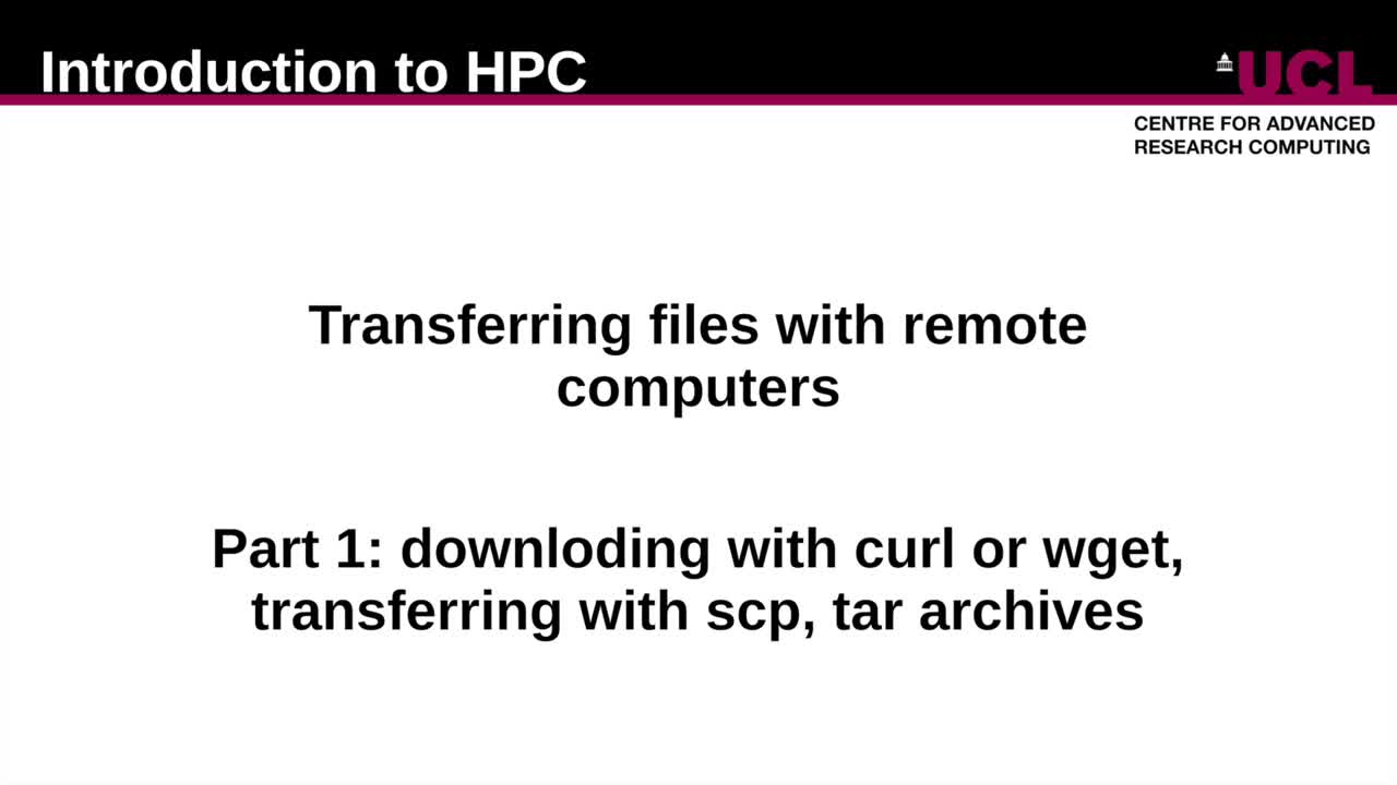 - Intro to HPC: Transferring files with remote computers part 1
