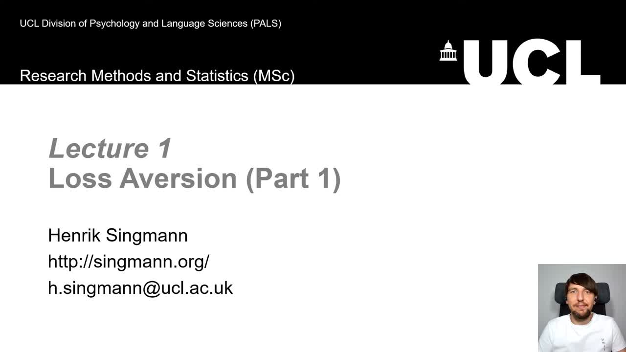 - MSc Statistics, Lecture 1: Loss Aversion Example Part 1