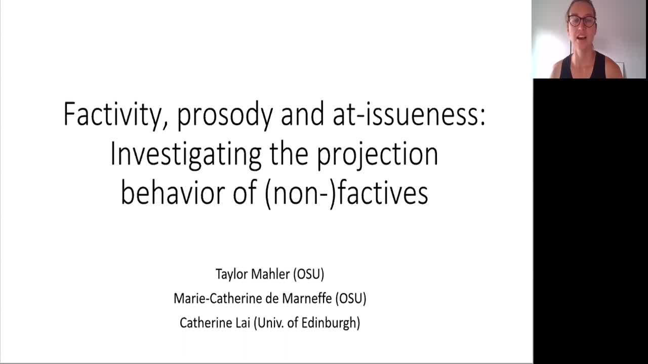 - Factivity, prosody, and at-issueness: Investigating the projection ...