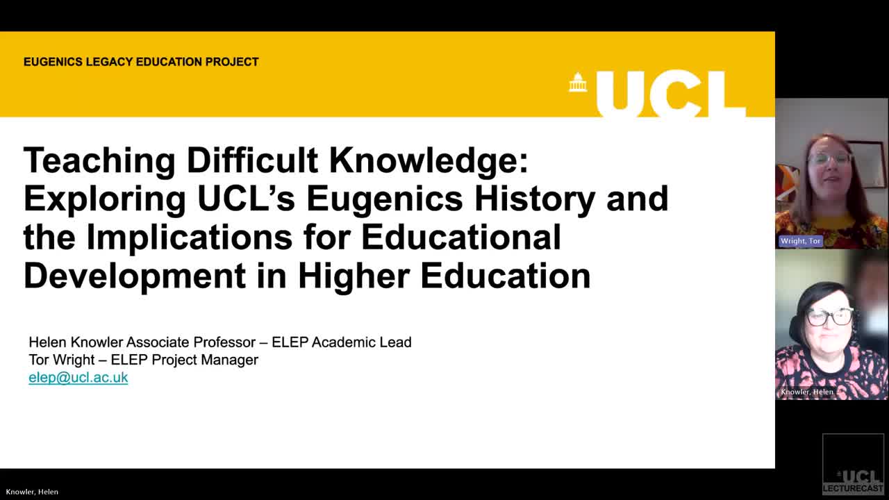 - Teaching Difficult Knowledge: Exploring UCL’s Eugenics History and the Implications for ...