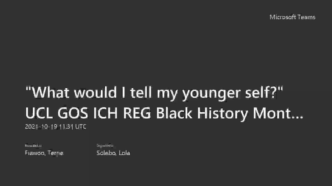- UCL GOS ICH Black History Month 2021: What would you tell your ...