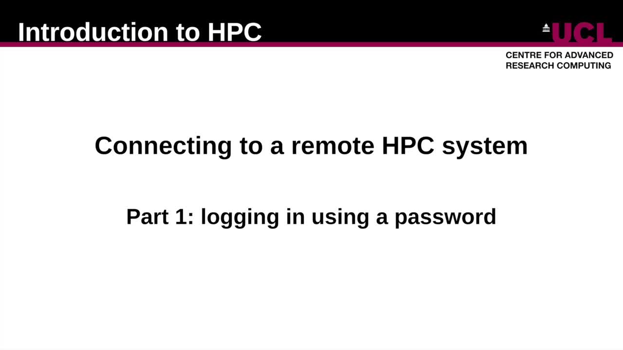 - Intro to HPC: Connecting to a remote HPC system part 1