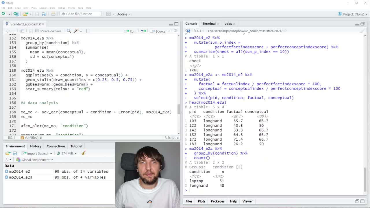 - MSc Statistics, Lecture 4: Mueller and Oppenheimer (2014) Exp.2 - Part 3
