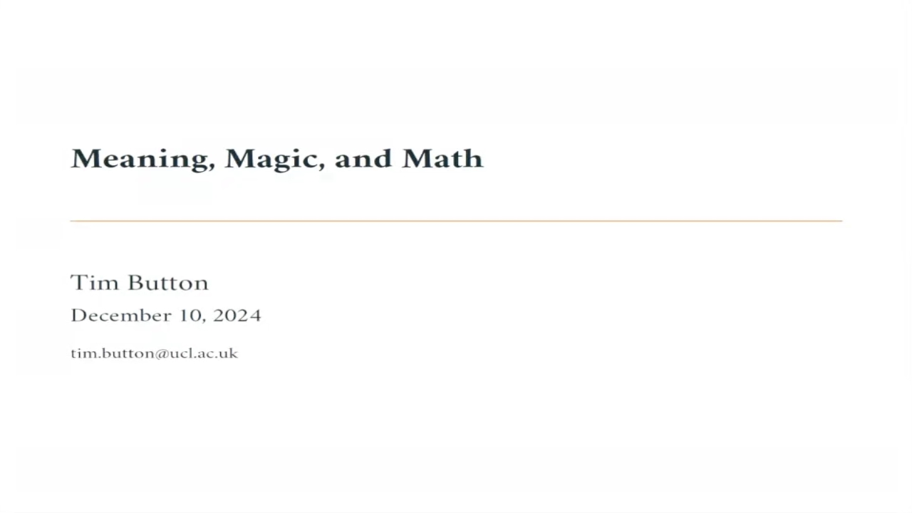 - Inaugural Lecture - Professor Tim Button