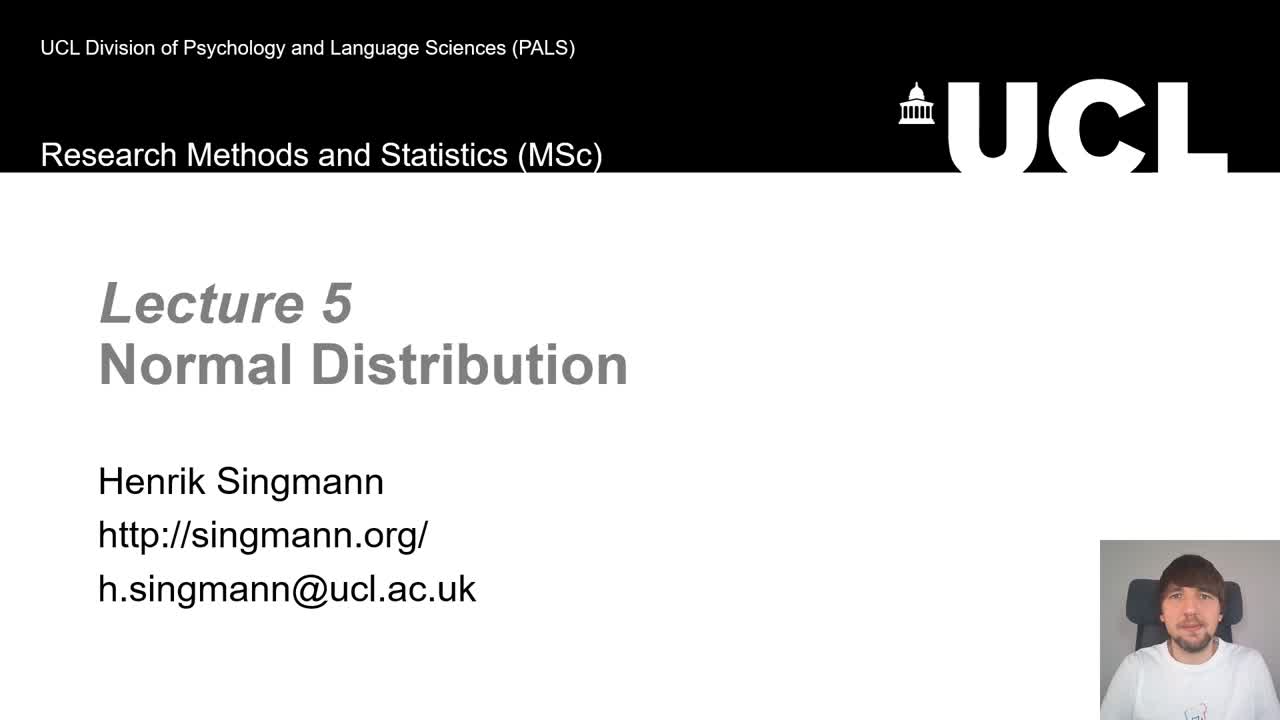 - MSc Statistics, Lecture 5: Normal Distribution 1